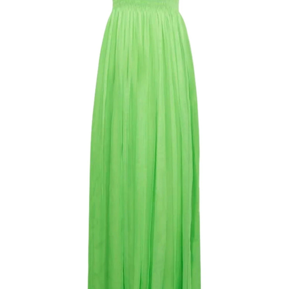 Gucci Kiwi-Green Shirred Bodice Smocked Silk Gown | Runway Catalog